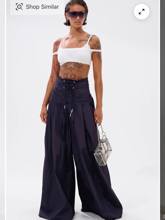 AKIRA | Pants & Jumpsuits | Akira Blacknavy Laceup Wide Leg Trousers ...